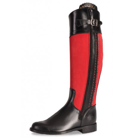 Two-tone black and red ladies boots Red and black boots for horse riding